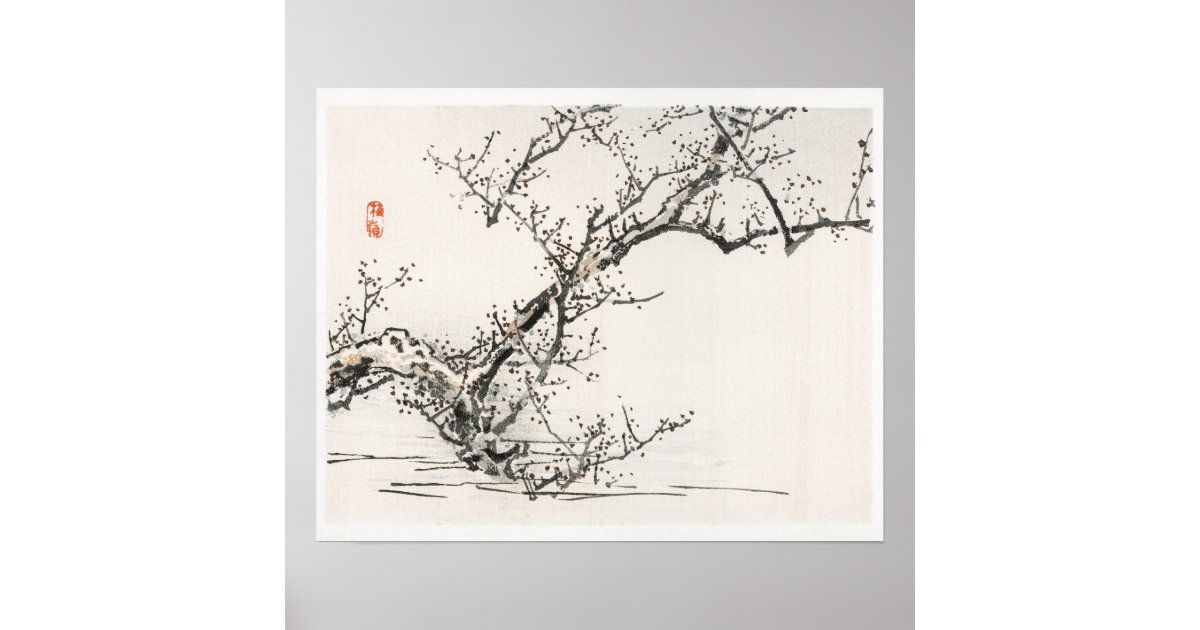 Tree against the backdrop of water by Kōno Bairei Poster | Zazzle