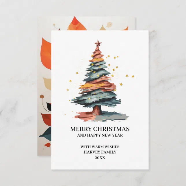 Tree Art Merry Christmas Thank You Card | Zazzle
