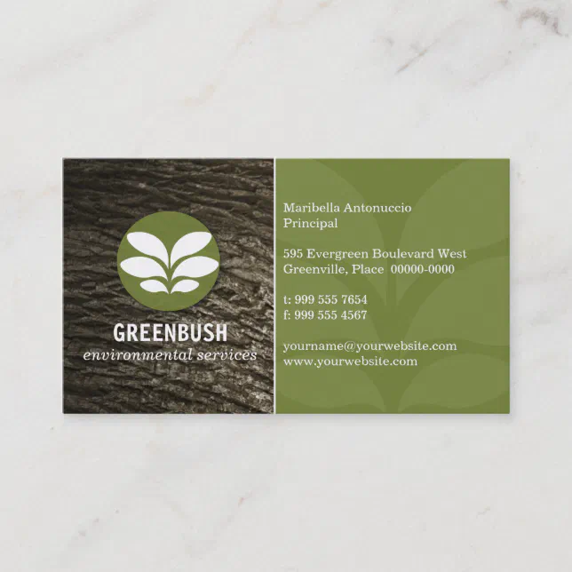 Tree Bark Environmental Business Card | Zazzle