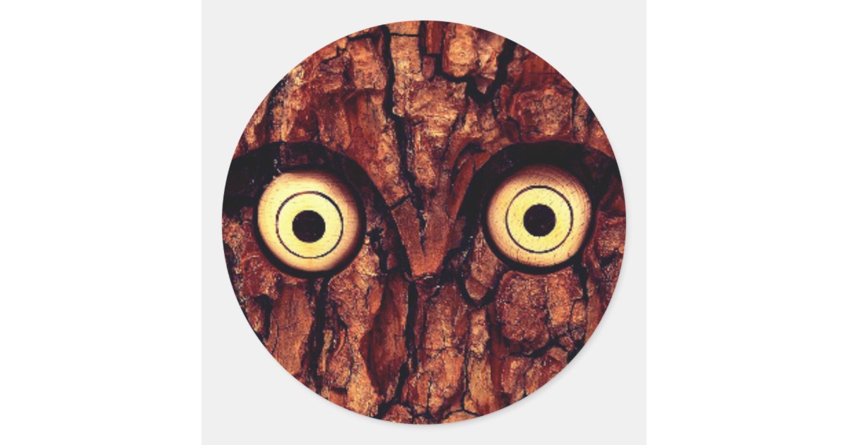Tree bark owl rustic brown cute classic round sticker | Zazzle