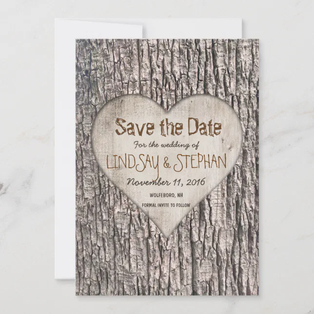 Tree Bark Save the Date Card | Zazzle