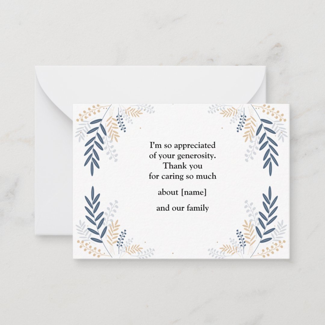 Tree Branch With Leaf After Funeral Thank You Card | Zazzle