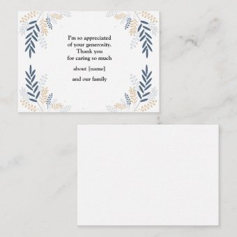 Tree Branch With Leaf After Funeral Thank You Card | Zazzle