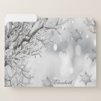 Tree Branches, Snowflakes- Personalized File Folder | Zazzle
