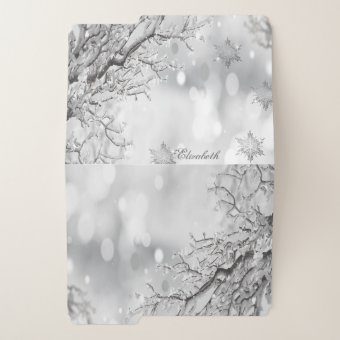 Tree Branches, Snowflakes- Personalized File Folder | Zazzle