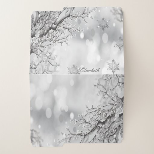 Tree Branches, Snowflakes- Personalized File Folder | Zazzle