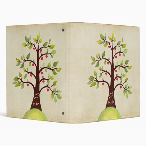 Tree Carving Love Heart + Initials Wedding Binder | Zazzle