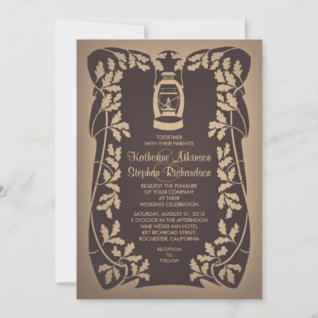 Tree Lantern Rustic Wedding Invitation | Zazzle