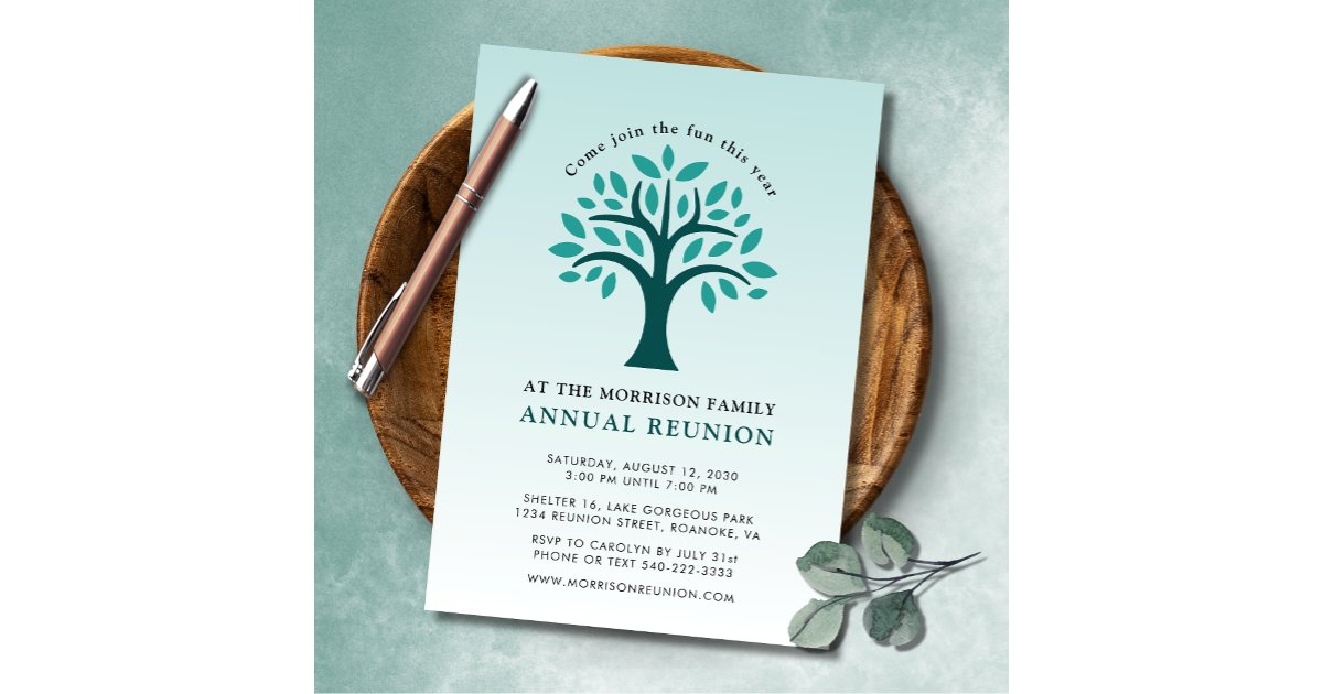 Tree Logo Family Reunion Annual Get Together Invitation | Zazzle