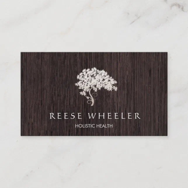 Tree Logo Holistic Health and Wellness Wood Nature Business Card | Zazzle