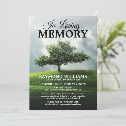 Tree Memorial Service | Park Celebration of Life Invitation | Zazzle