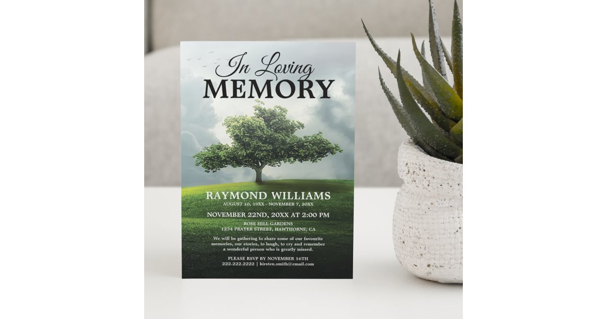 Tree Memorial Service | Park Celebration of Life Invitation | Zazzle