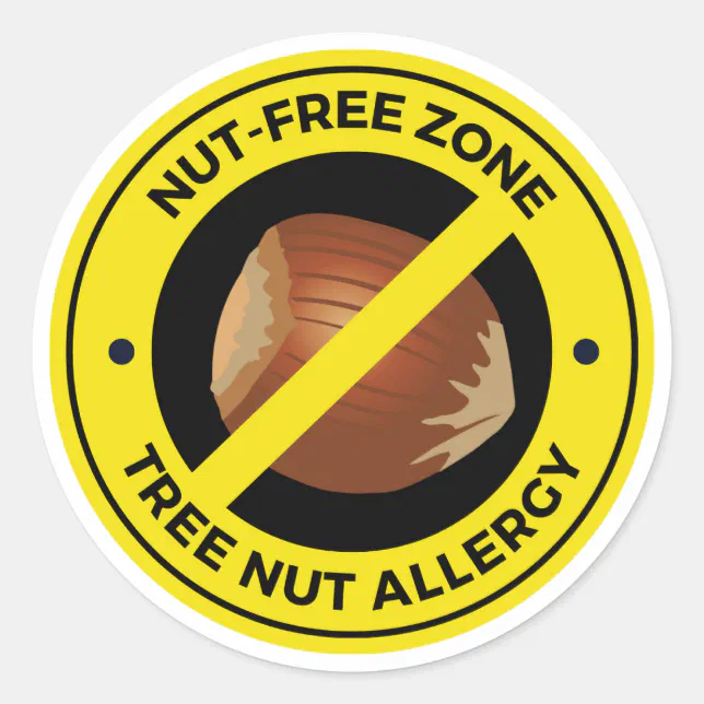 Tree Nut allergy - Nut-Free Zone Classic Round Sticker | Zazzle