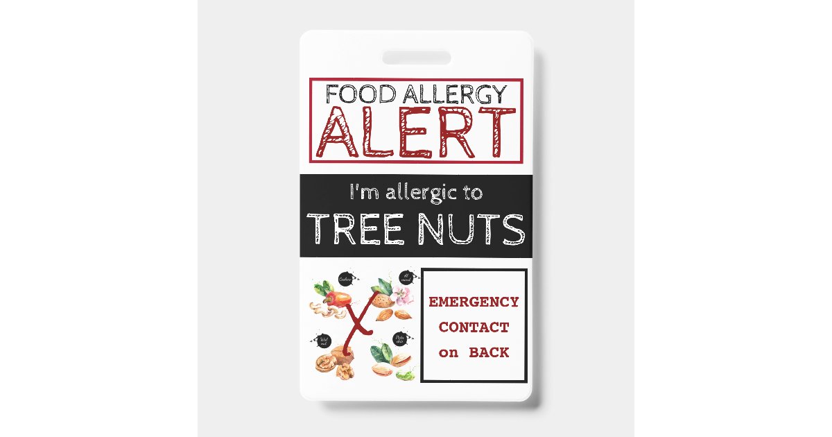 Tree Nut Food Allergy Alert Label Badge | Zazzle