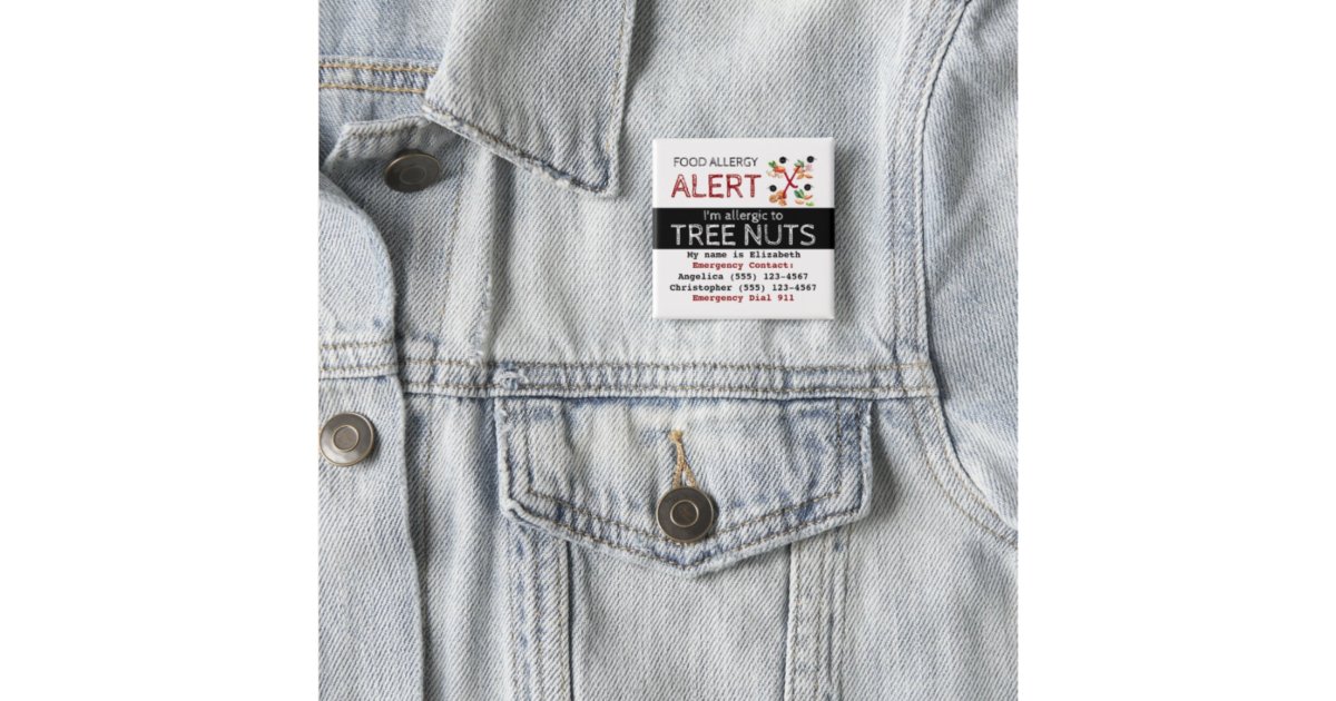 Tree Nut Food Allergy Alert Label Button | Zazzle