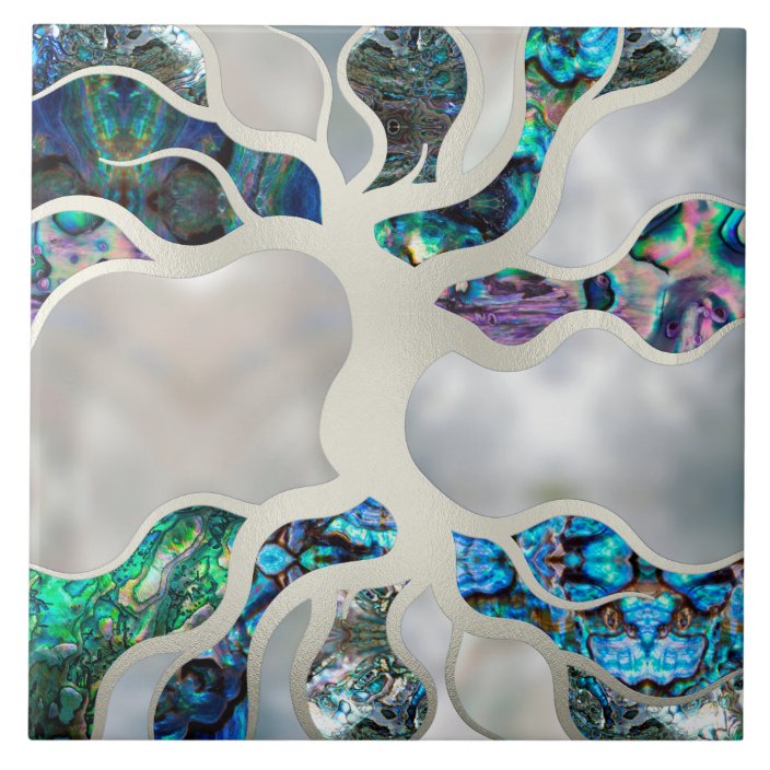 Tree of life - Abalone Shell and Pearl Ceramic Tile | Zazzle.com