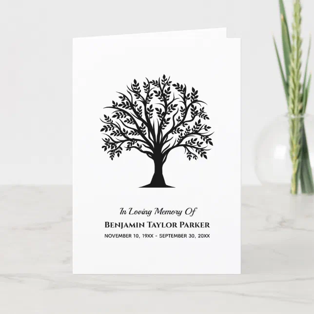 Tree Of Life Bereavement Sympathy Funeral Memorial Thank You Card | Zazzle