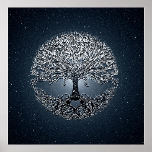Tree of Life Blue Sky Peaceful Night Poster | Zazzle