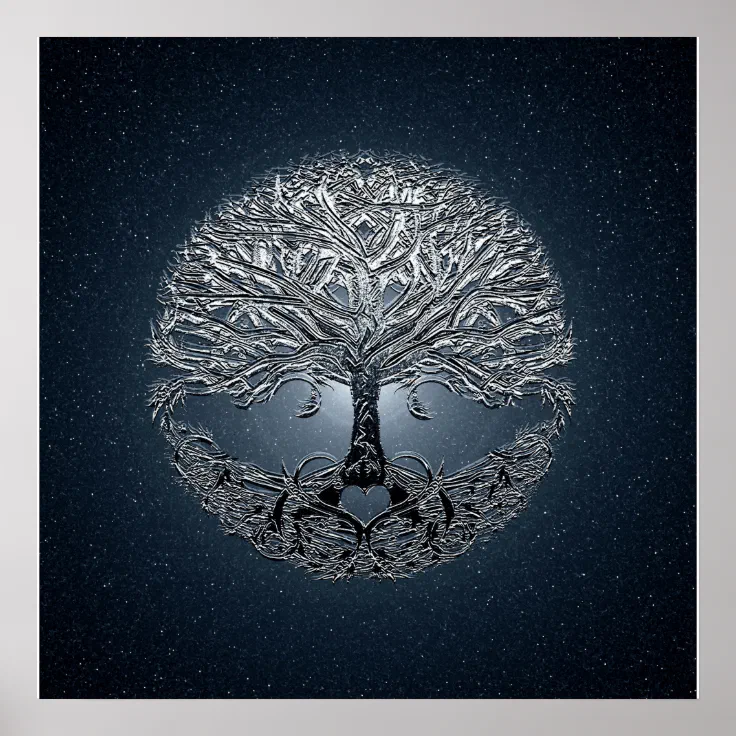 Tree of Life Blue Sky Peaceful Night Poster | Zazzle