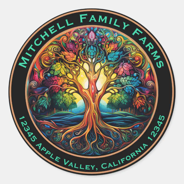Tree of Life Business Logo Classic Round Sticker | Zazzle
