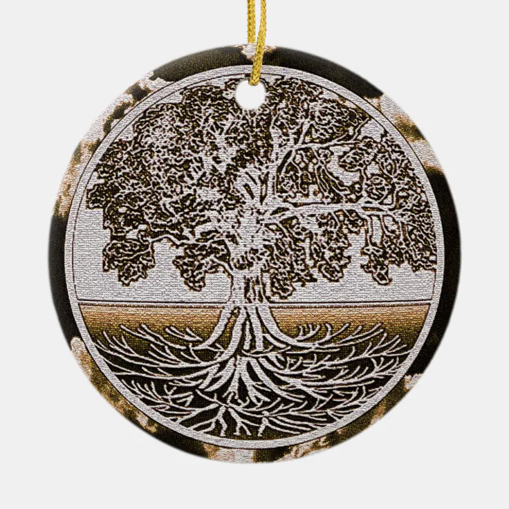 Tree of Life Circle of Life in Brown Ceramic Ornament | Zazzle