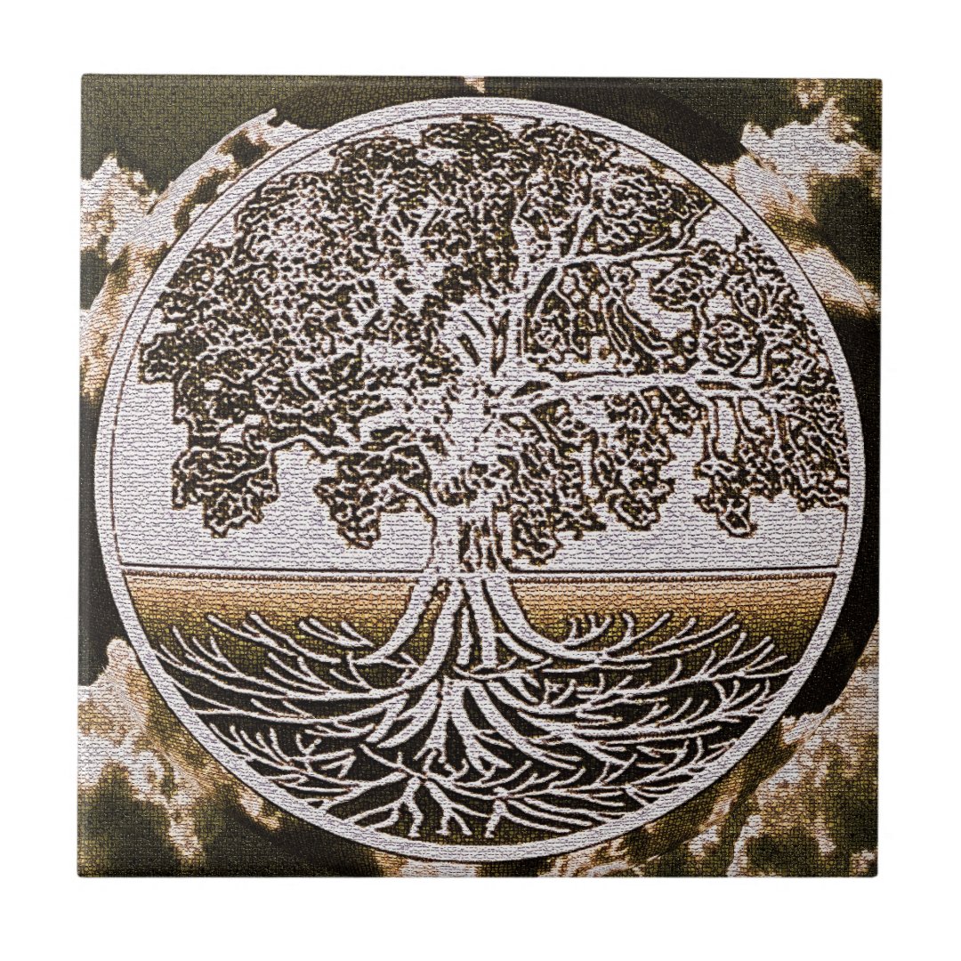 Tree of Life Circle of Life in Brown Tile | Zazzle