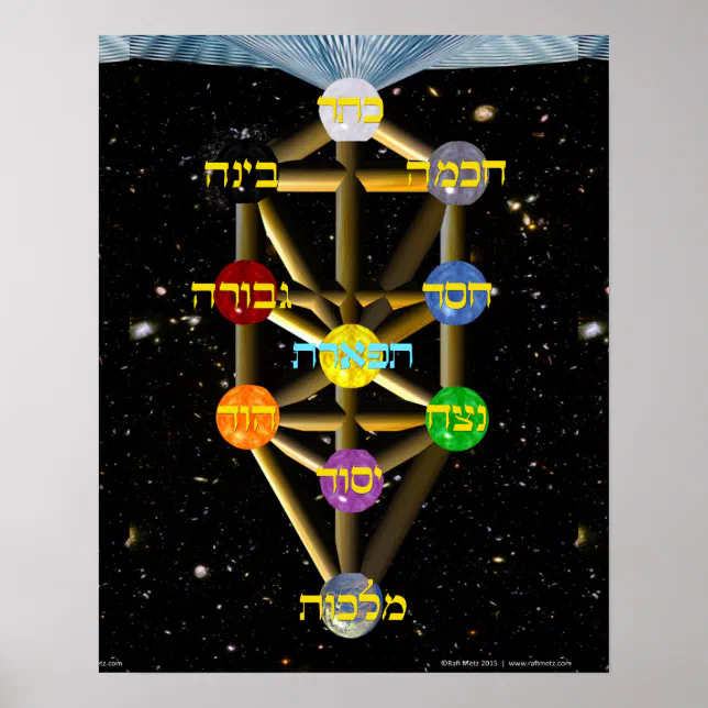 Tree of Life Diagram with Hebrew labels Poster | Zazzle