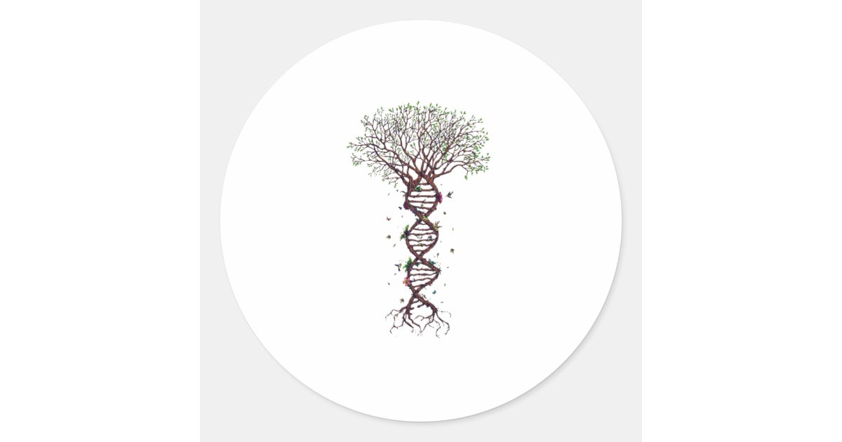 Tree of Life DNA Genetics Biology Environment Classic Round Sticker ...