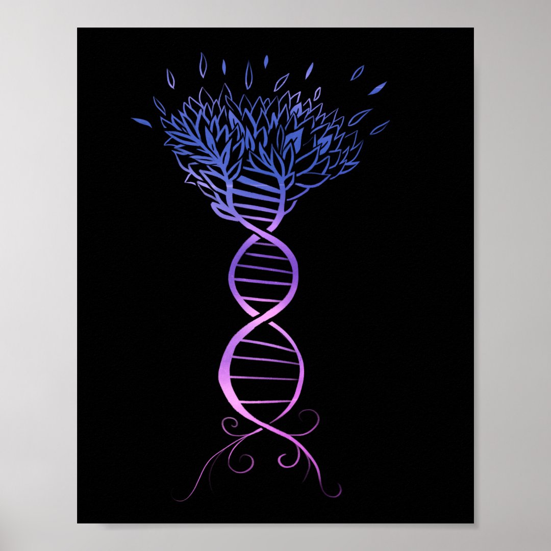 Tree of Life DNA Strand Genealogy Tree Poster | Zazzle