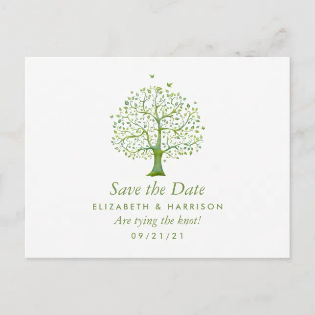 Tree of Life, Elegant Wedding Save the Date Announcement Postcard | Zazzle