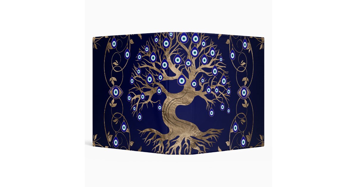 Tree of Life Evil Eye Ornament 3 Ring Binder | Zazzle
