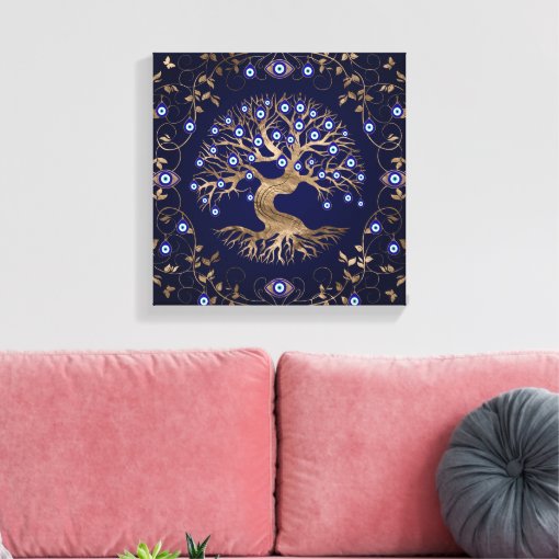 Tree of Life Evil Eye Ornament Canvas Print | Zazzle