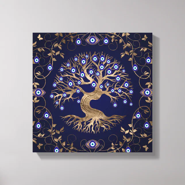 Tree of Life Evil Eye Ornament Canvas Print | Zazzle