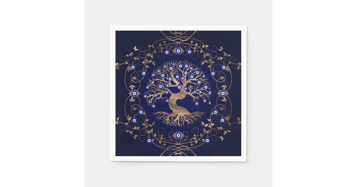 Tree of Life Evil Eye Ornament Napkins | Zazzle