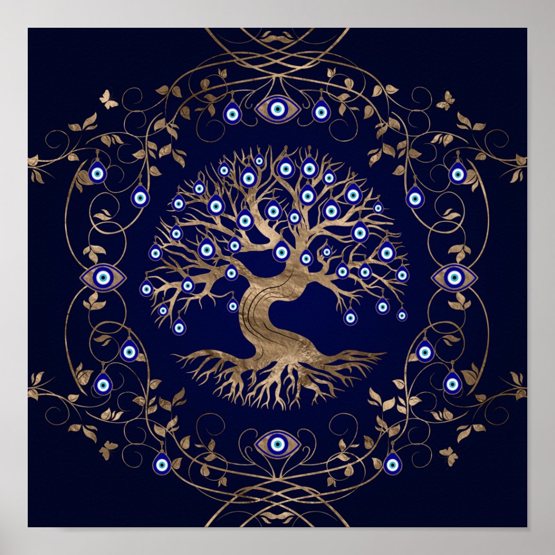 Tree of Life Evil Eye Ornament Poster | Zazzle