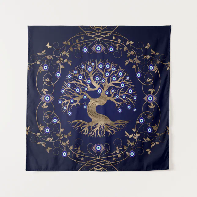 Tree of Life Evil Eye Ornament Tapestry | Zazzle