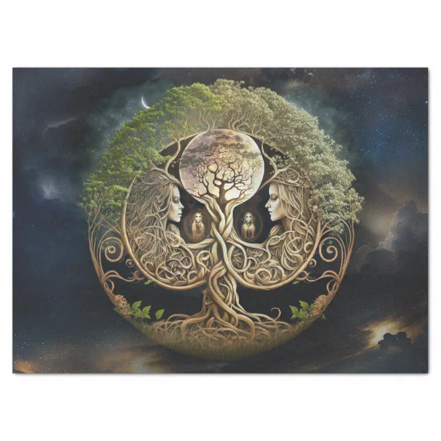 Tree of Life Goddess and Moon Decoupage Tissue Paper | Zazzle