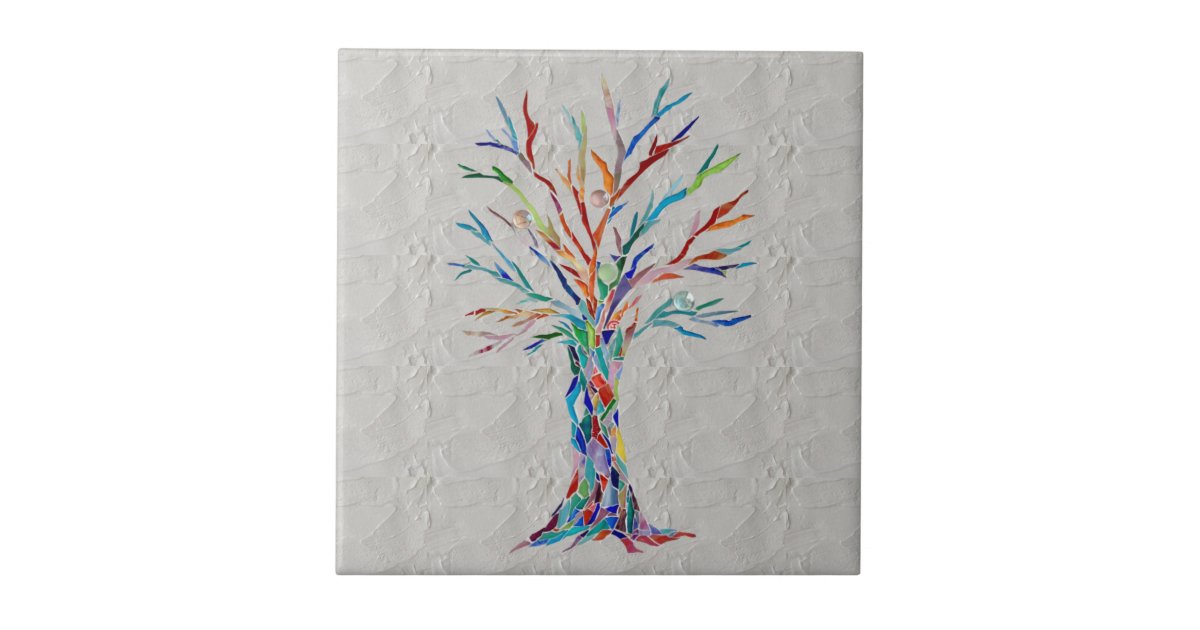 Tree of Life Gray Ceramic Tile | Zazzle