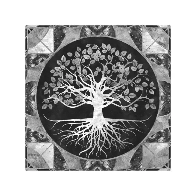 Tree of life - Gray scale Gemstone Canvas Print | Zazzle