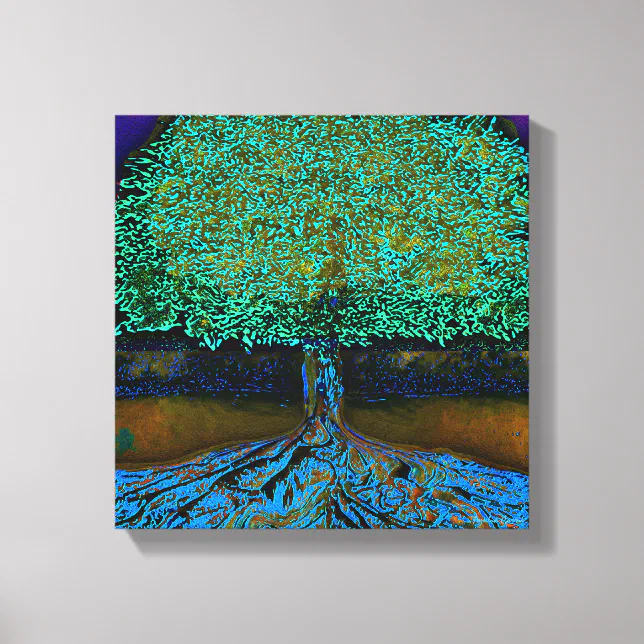 Tree of Life Green and Blue Canvas Print | Zazzle