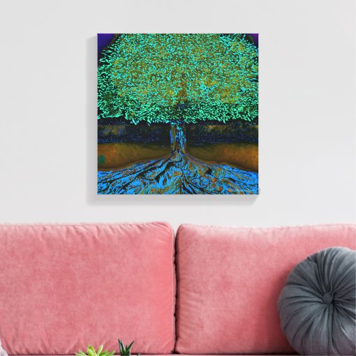 Tree of Life Green and Blue Canvas Print | Zazzle