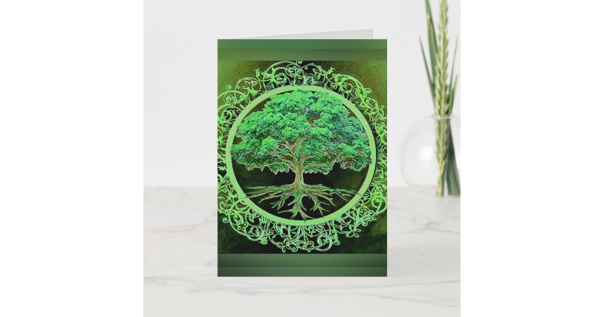 Tree of Life Green Graphic Arts Card | Zazzle
