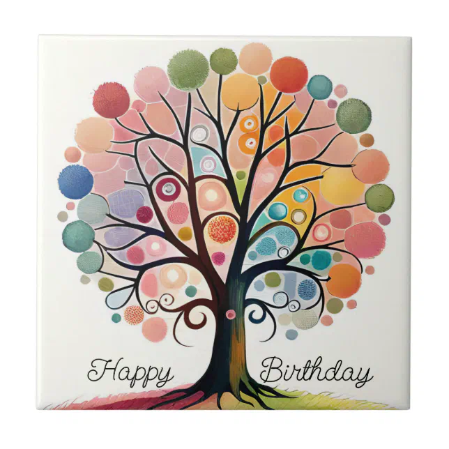 Tree of Life, Happy Birthday, A Spiritual Reminder Ceramic Tile | Zazzle