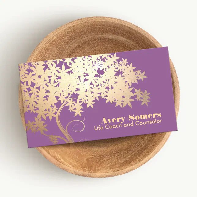 Tree of Life Health and Wellness Purple Business Card | Zazzle