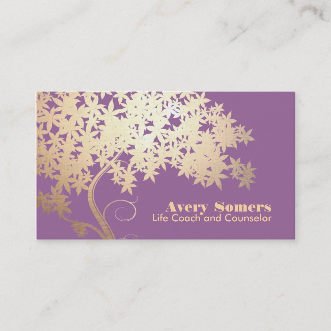 Tree of Life Health and Wellness Purple Business Card | Zazzle