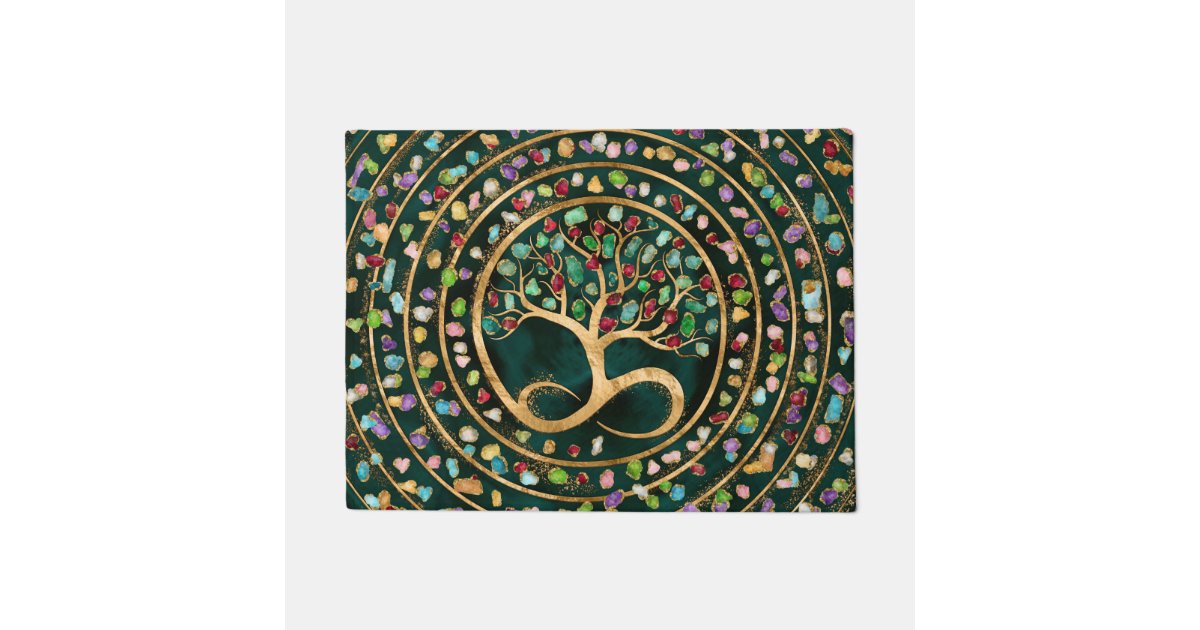 Tree of Life - Infinity Spiral - Colorful geodes Doormat | Zazzle