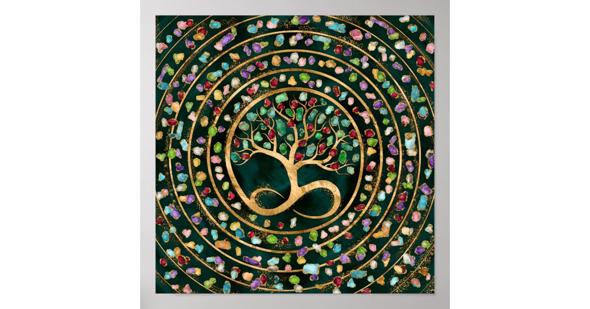 Tree of Life - Infinity Spiral - Colorful geodes Poster | Zazzle