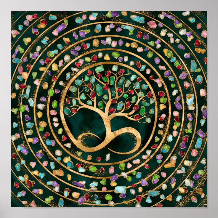 Tree of Life - Infinity Spiral - Colorful geodes Poster | Zazzle