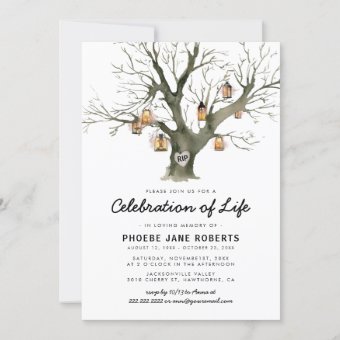Tree of Life Memorial | Celebration of Life Invitation | Zazzle