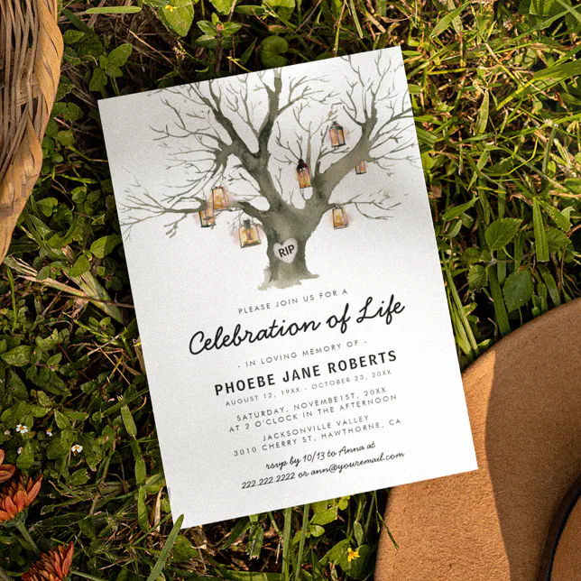 Tree of Life Memorial | Celebration of Life Invitation | Zazzle